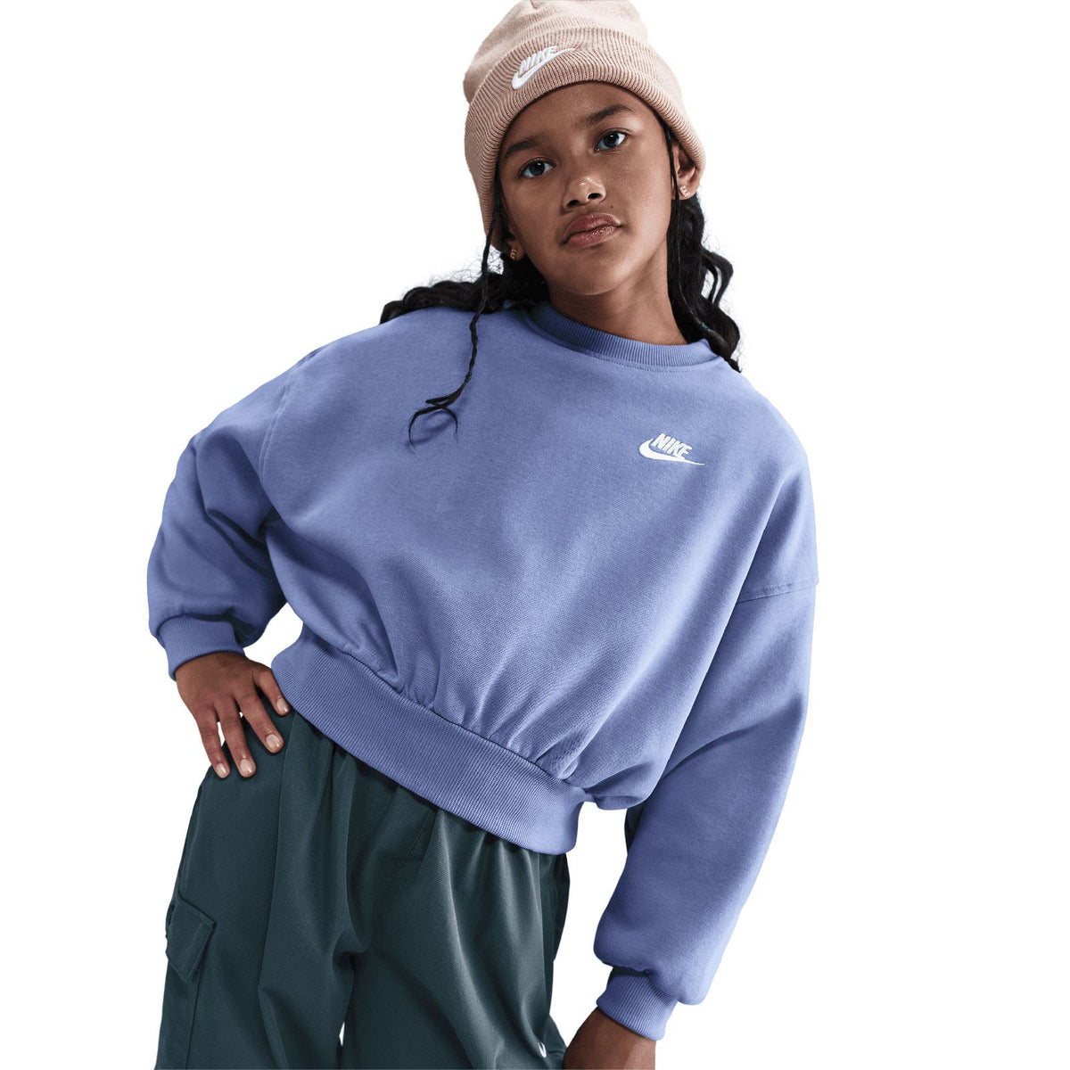 Nike Sportswear Club Fleece Girls Boxy Crew-Neck Sweatshirt ...
